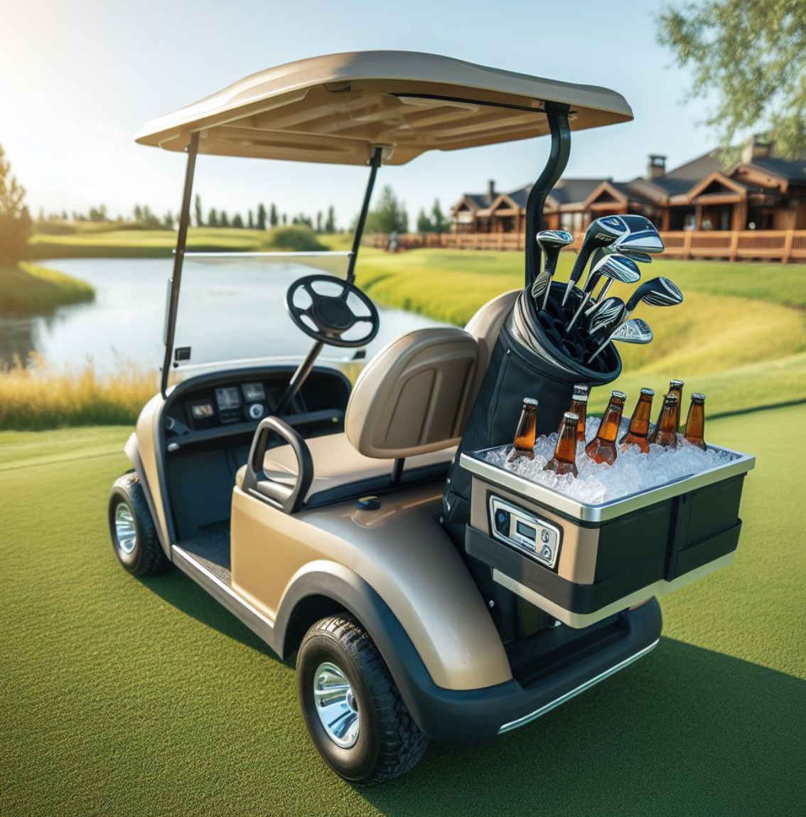 Golf Cart Beverage Holder & Ice Bucket Options For Beer